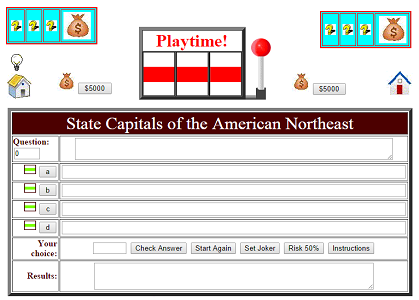 State Capitals of the American Northeast Playtime Quiz Game | Student ...