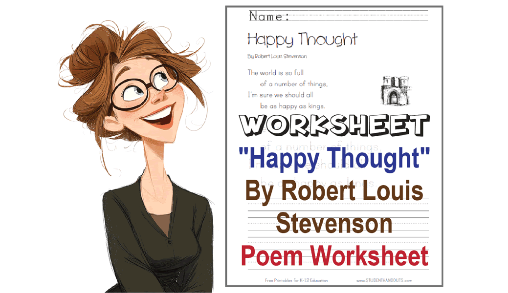 Happy Thought by Robert Louis Stevenson Poem Worksheet | Student Handouts