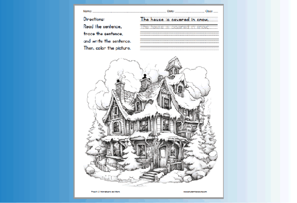 Snow-Covered House Coloring Page | Student Handouts