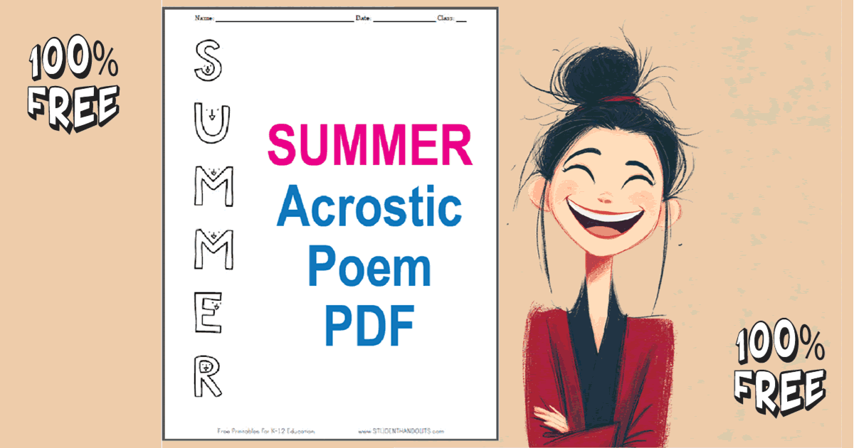 Summer Printable Acrostic Worksheet | Student Handouts