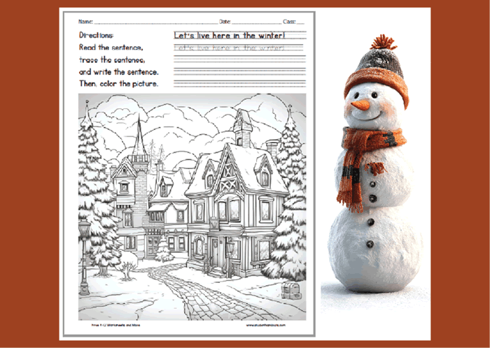 Winter Home Coloring Page | Student Handouts