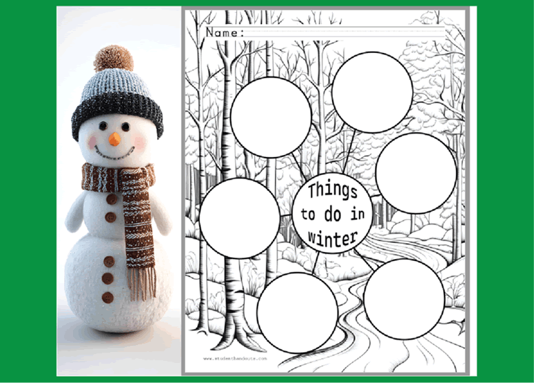 Winter Plans Graphic Organizer Coloring Sheet | Student Handouts