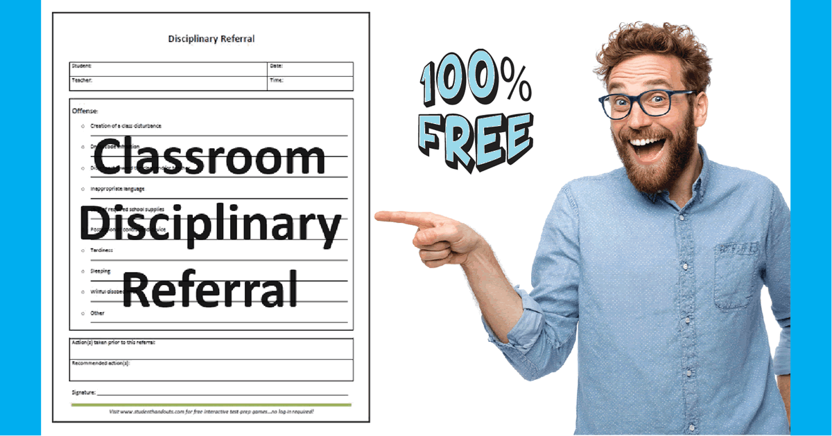 Classroom Disciplinary Referral PDF | Student Handouts