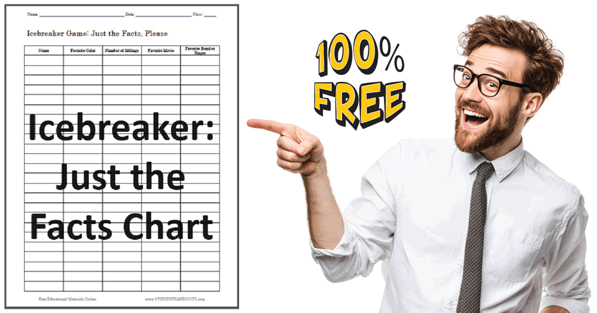 Icebreaker Just the Facts Chart for Students | Student Handouts