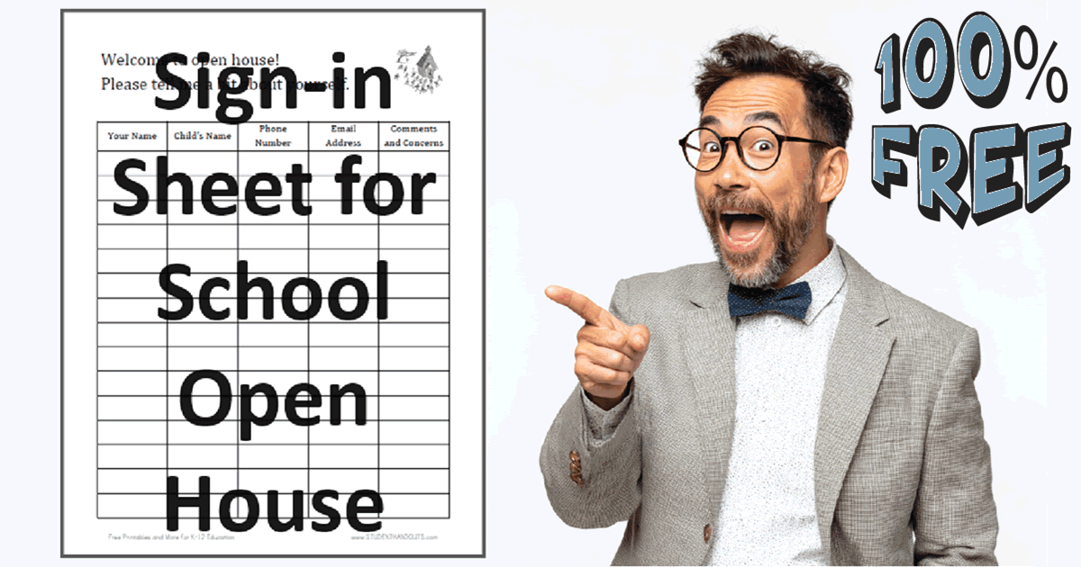 Elementary Open House Sign Sheet