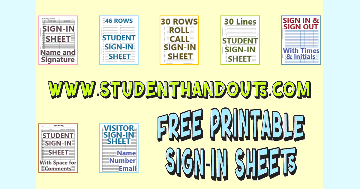 Student Sign In Sheet Printable Form CH 001B Download Printable PDF Or