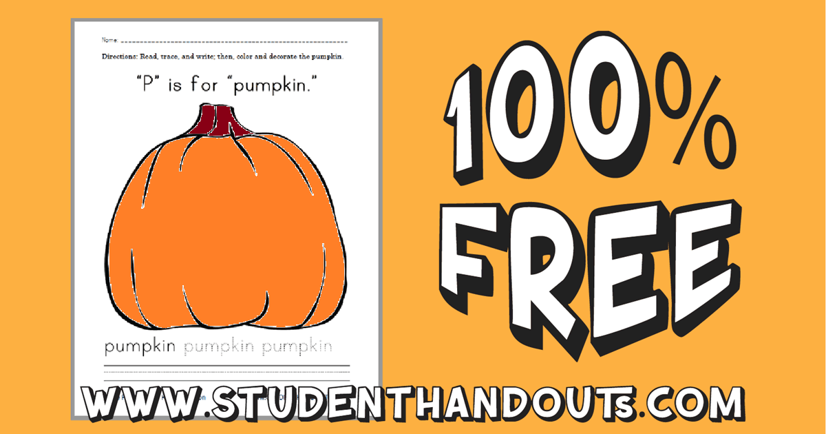 P is for Pumpkin PDF Worksheet for Kids | Student Handouts