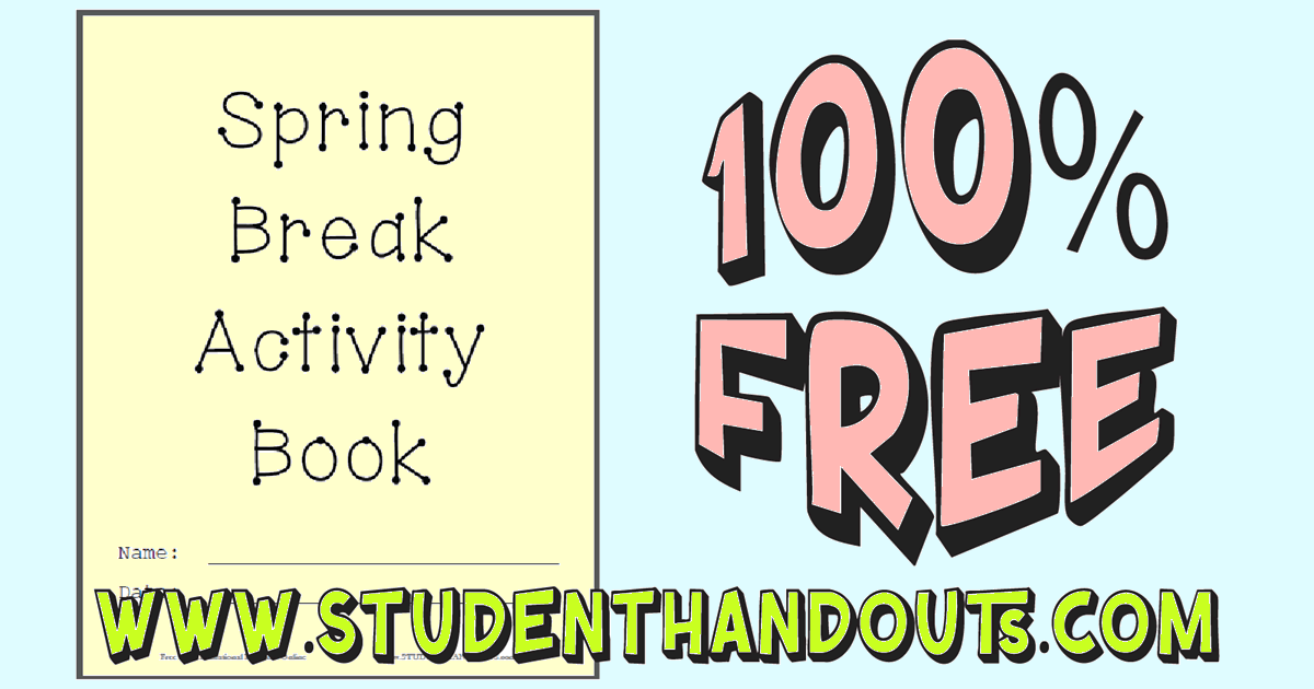Spring Break Activity Book Cover | Student Handouts