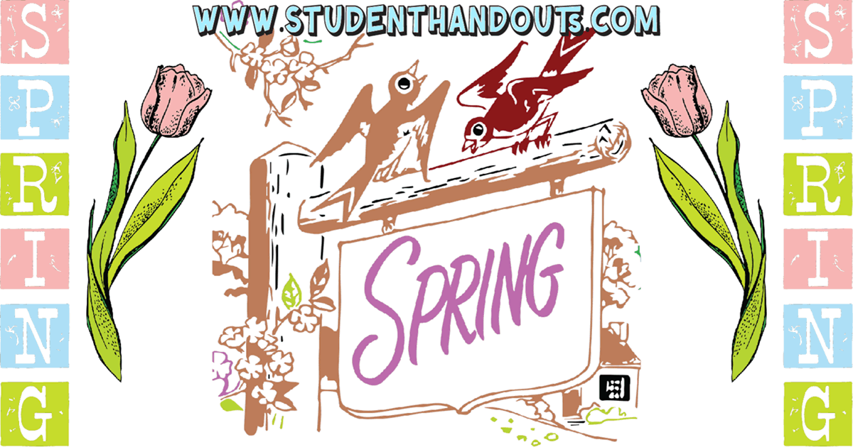 Spring Season Printables, Games, Activities | Student Handouts
