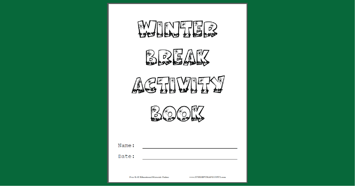 Winter Break DIY Activity Book Cover | Student Handouts