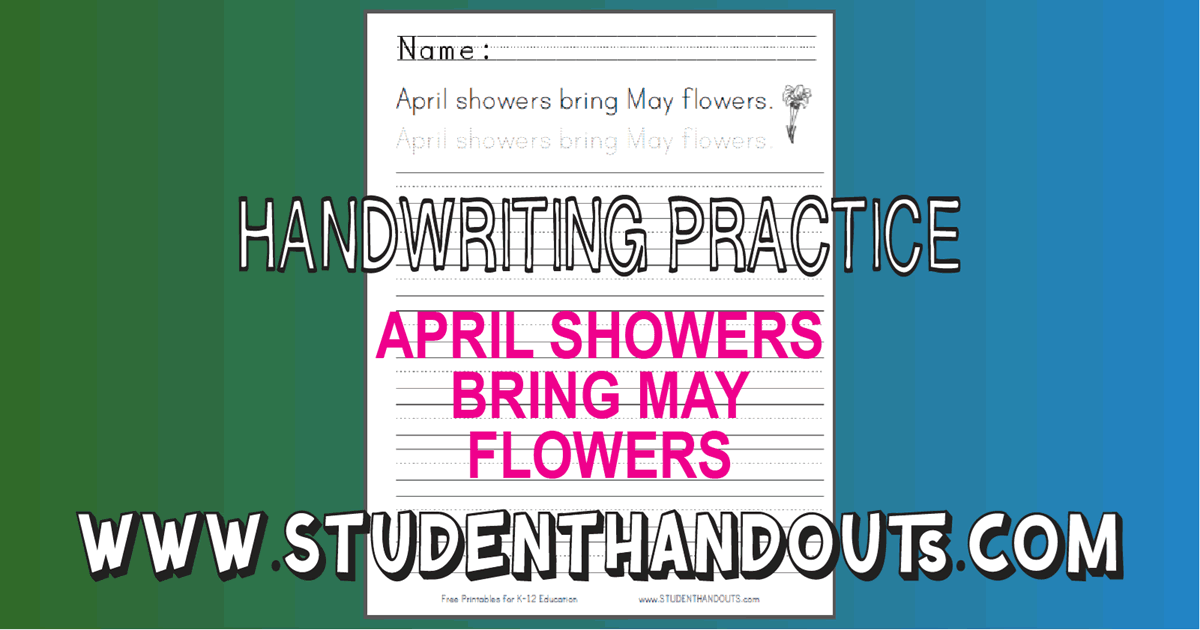 April Showers Handwriting Worksheet | Student Handouts