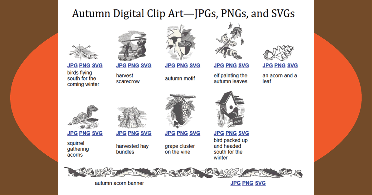 Autumn Digital Clip Art JPGs, PNGs, and SVGs | Student Handouts