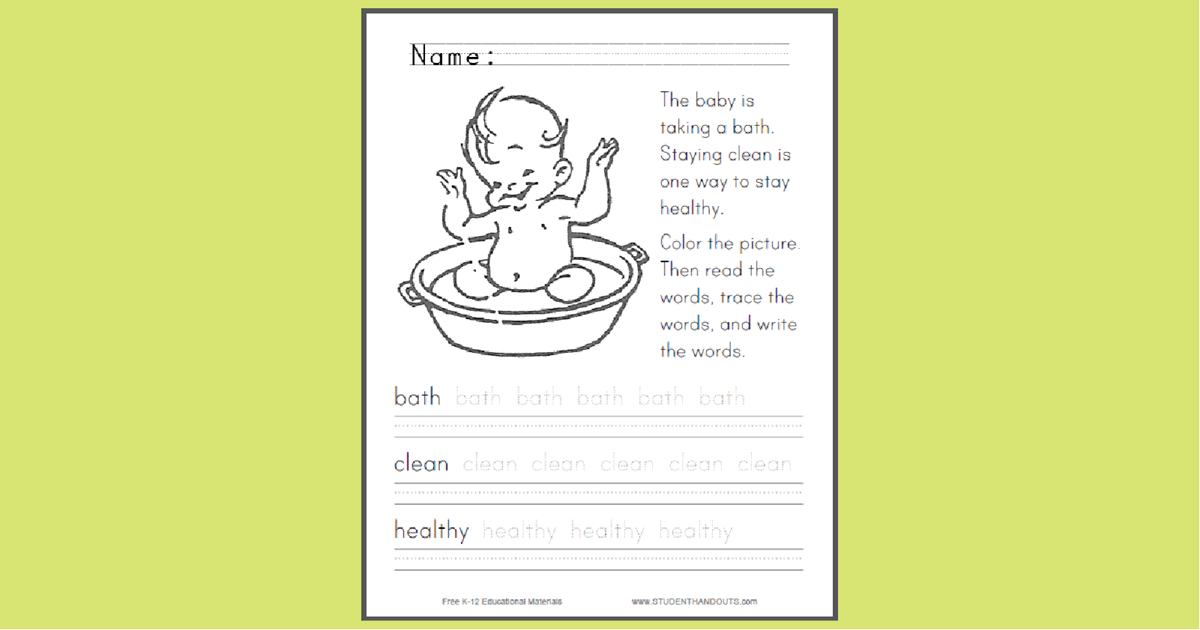 Staying Clean and Healthy Primary Worksheet | Student Handouts