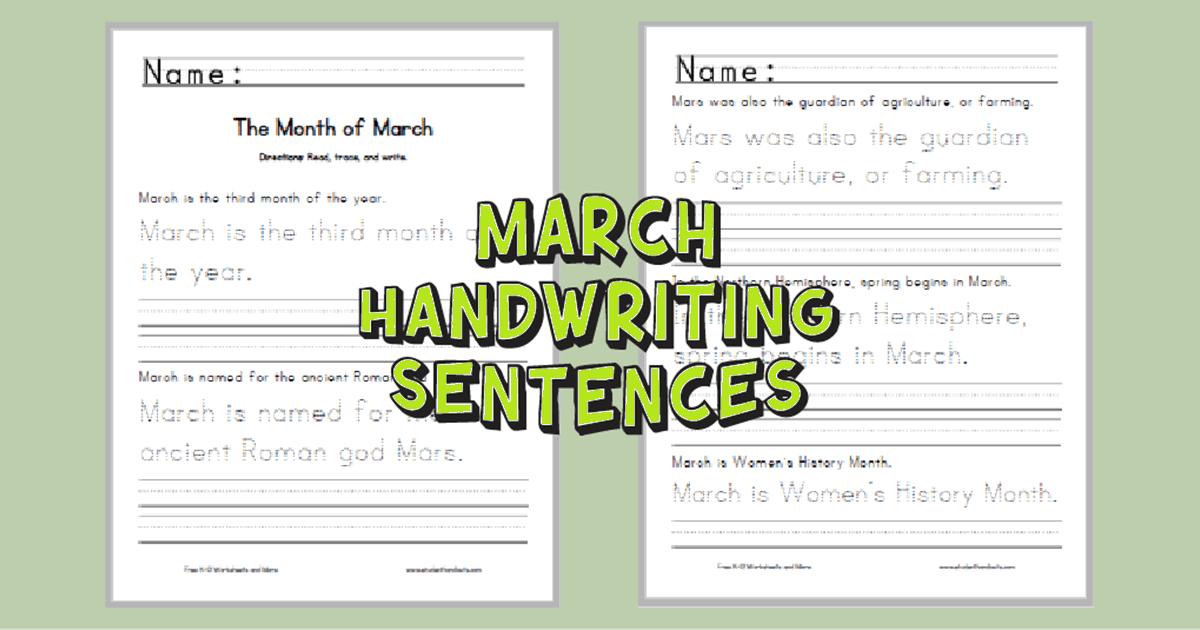 Month of March Handwriting Worksheet | Student Handouts
