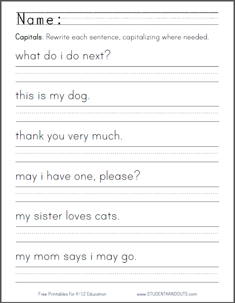 Capitalization Worksheets Kindergarten Printable Kindergarten Worksheets Capitalization Worksheets Kindergarten Printable Kindergarten Worksheets