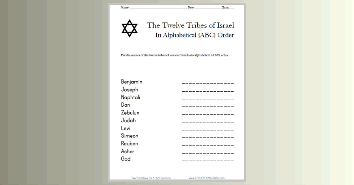 Descendants Of Abraham To The Twelve Tribes Of Israel Student Handouts