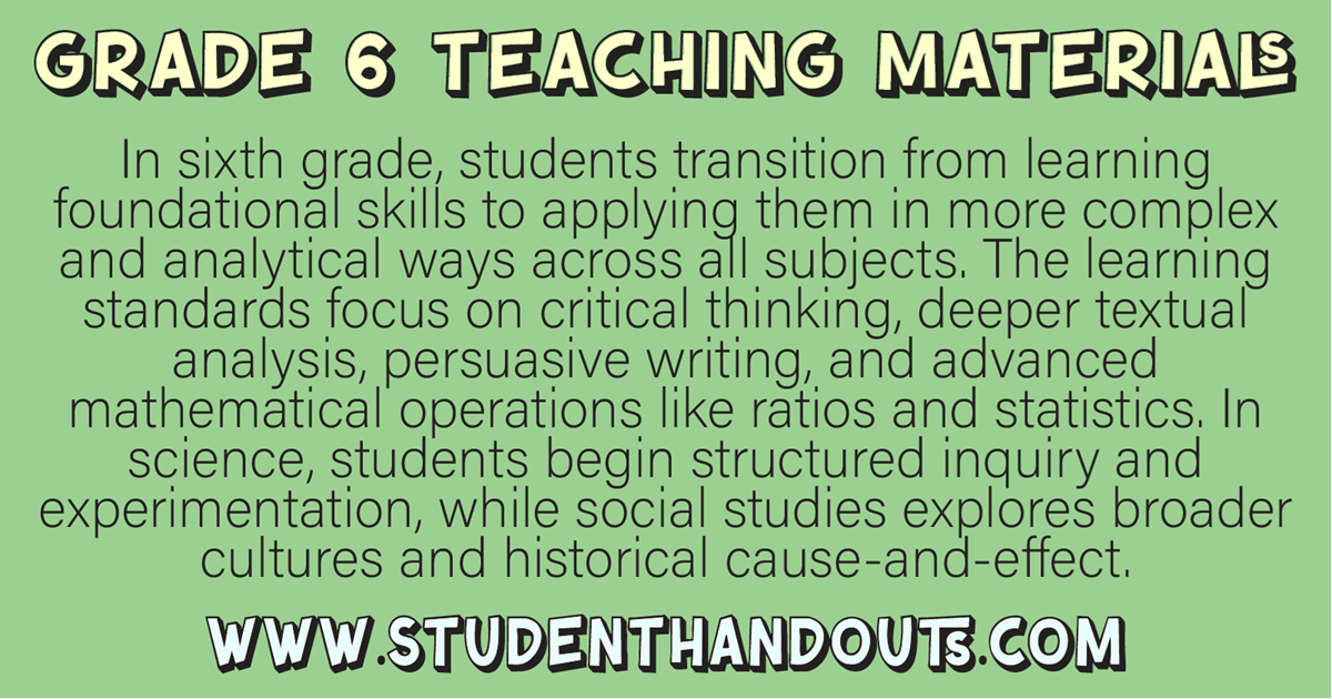 Sixth Grade Teaching Materials | Student Handouts