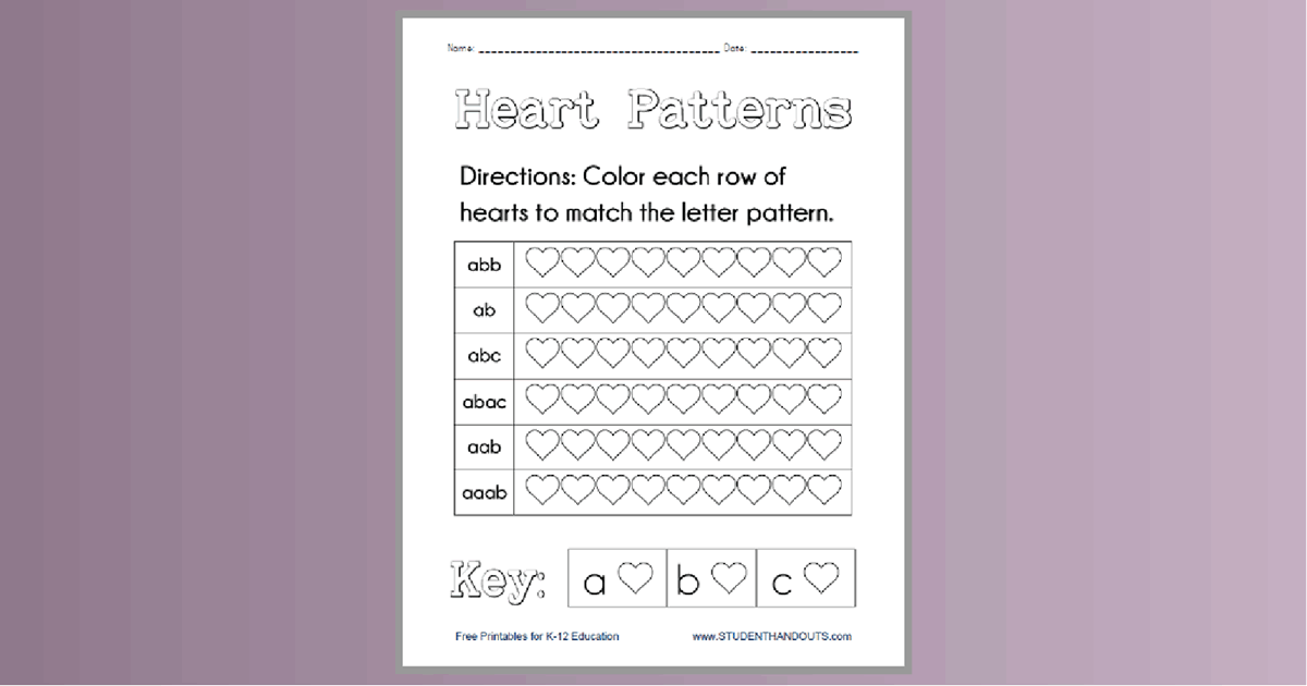 Heart Patterns Worksheet | Student Handouts
