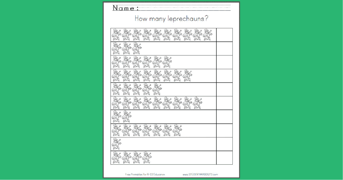 How Many Leprechauns Counting Worksheet | Student Handouts