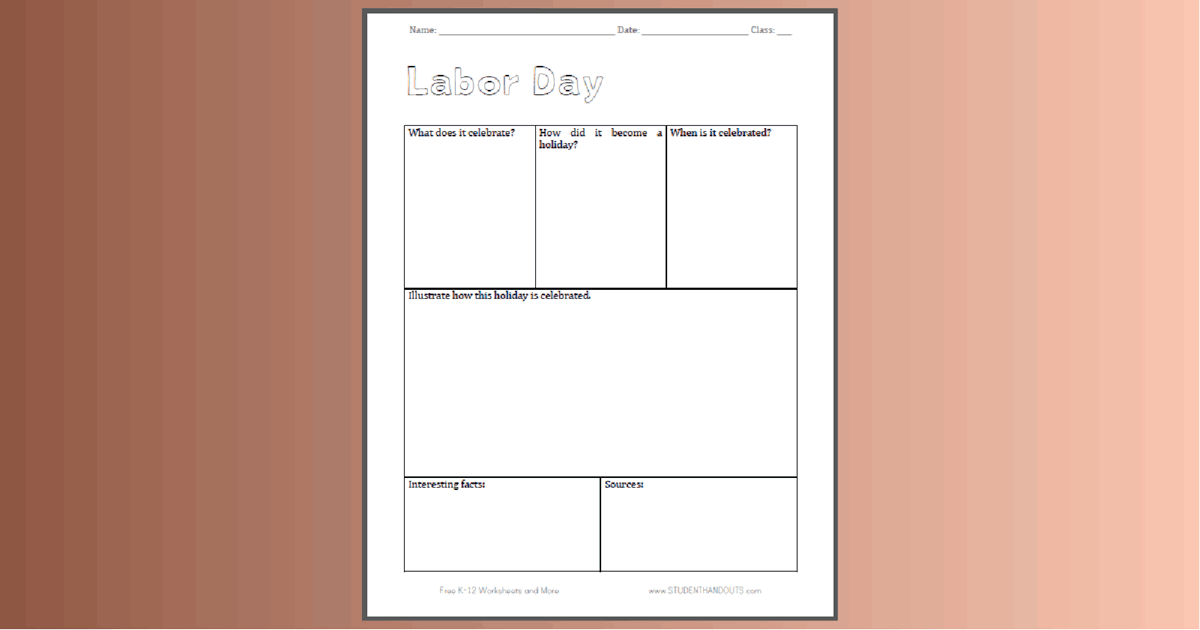 Labor Day Notebooking Page Research Worksheet | Student Handouts