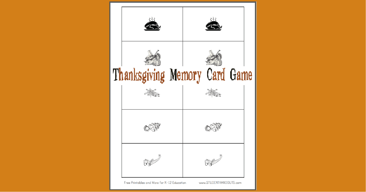Thanksgiving Rapid Recall Card Game | Student Handouts