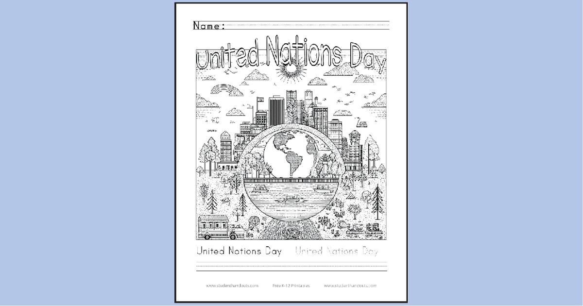 United Nations Day Coloring Page | Student Handouts