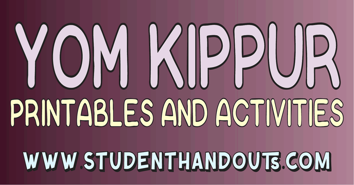 Yom Kippur Worksheets, Activities, and More | Student Handouts