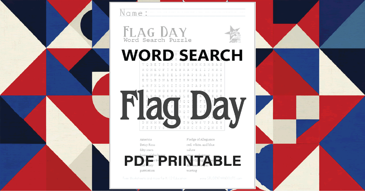Flag Day Word Search Puzzle | Student Handouts