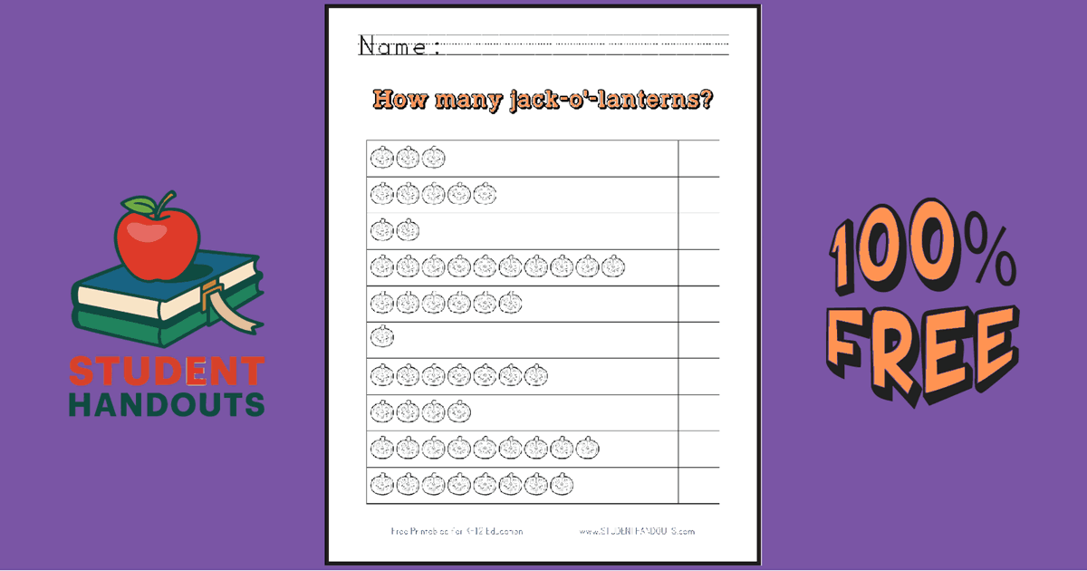 How many jack-o'-lanterns? Counting Worksheet | Student Handouts
