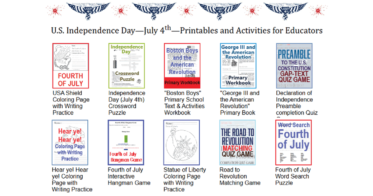 U.S. Independence Day Printables and Activities | Student Handouts