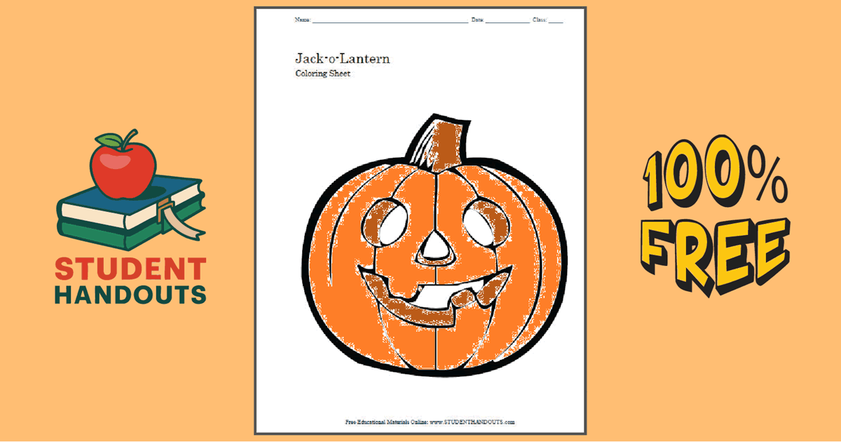 Jack-o'-lantern Coloring Sheet | Student Handouts