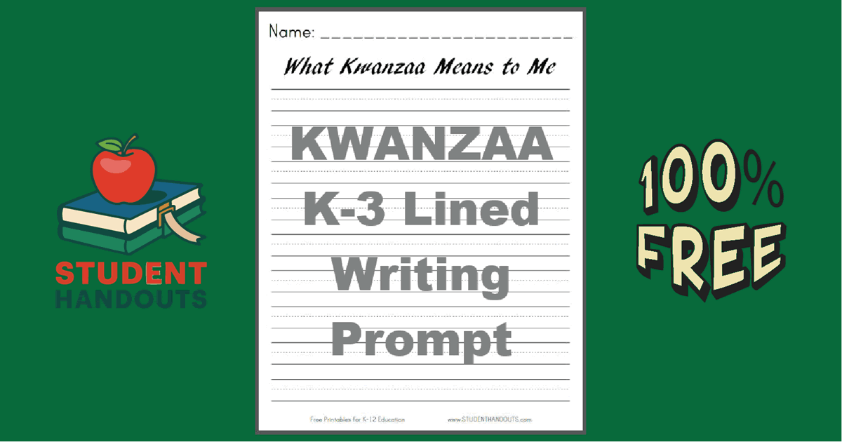 What Kwanzaa Means to Me Lined Writing Prompt for K-3 | Student Handouts