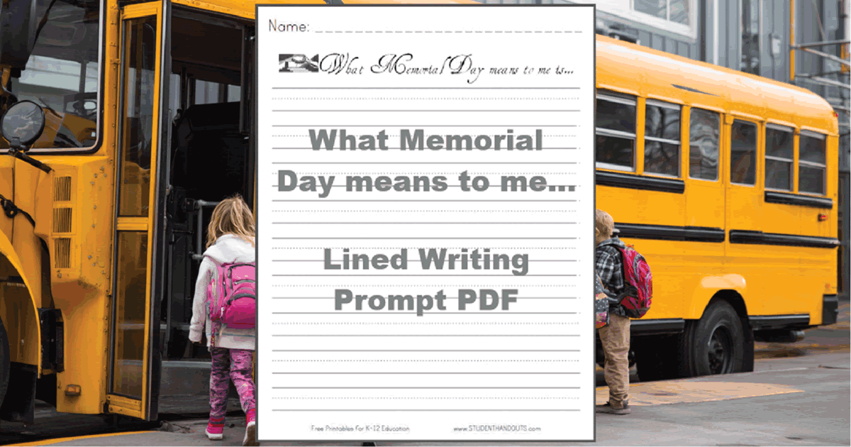 Memorial Day Writing Prompt PDF Printable | Student Handouts