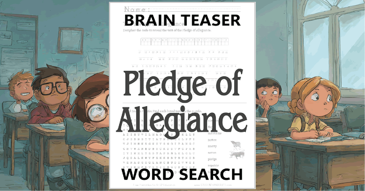 Pledge of Allegiance Puzzles Worksheet | Student Handouts