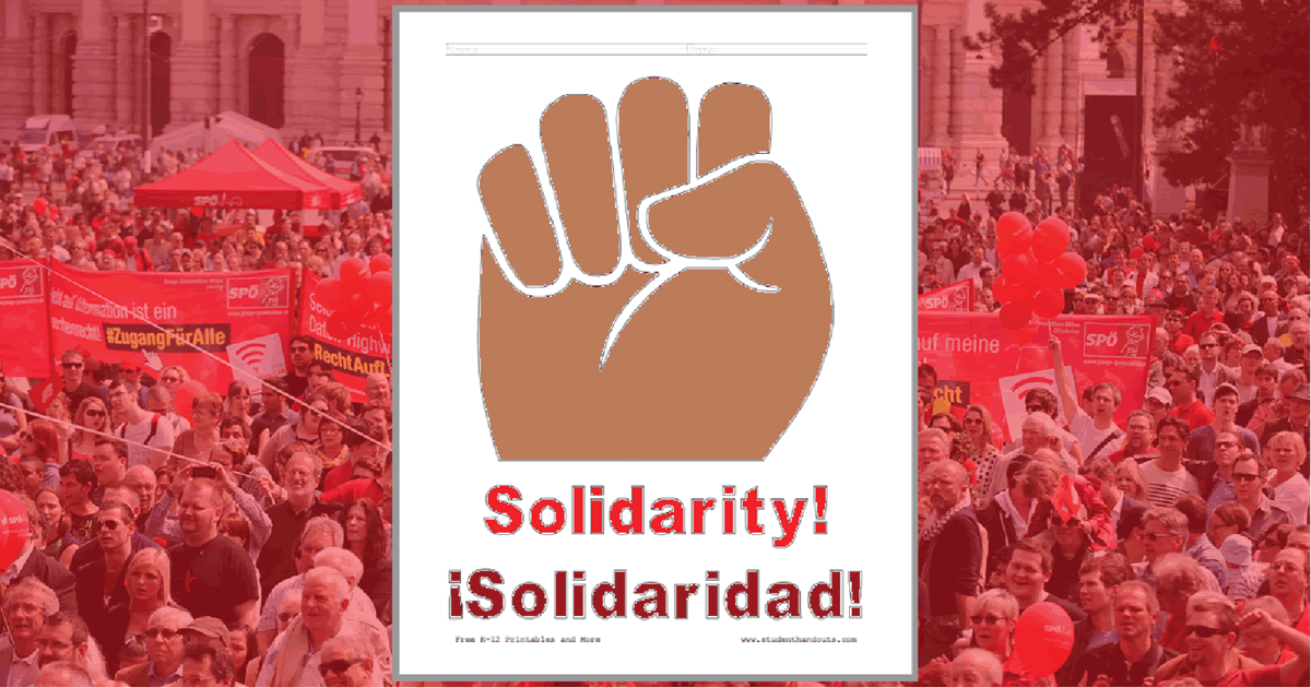 Solidarity Fist Coloring Page for Kids | Student Handouts