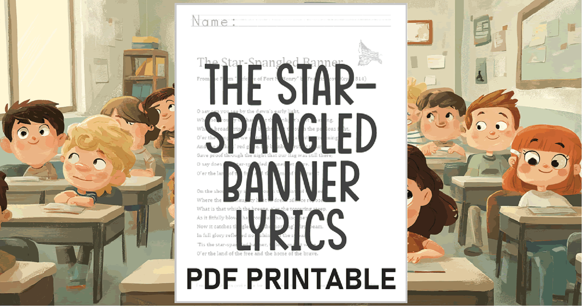 Star-Spangled Banner Lyrics PDF Printable | Student Handouts