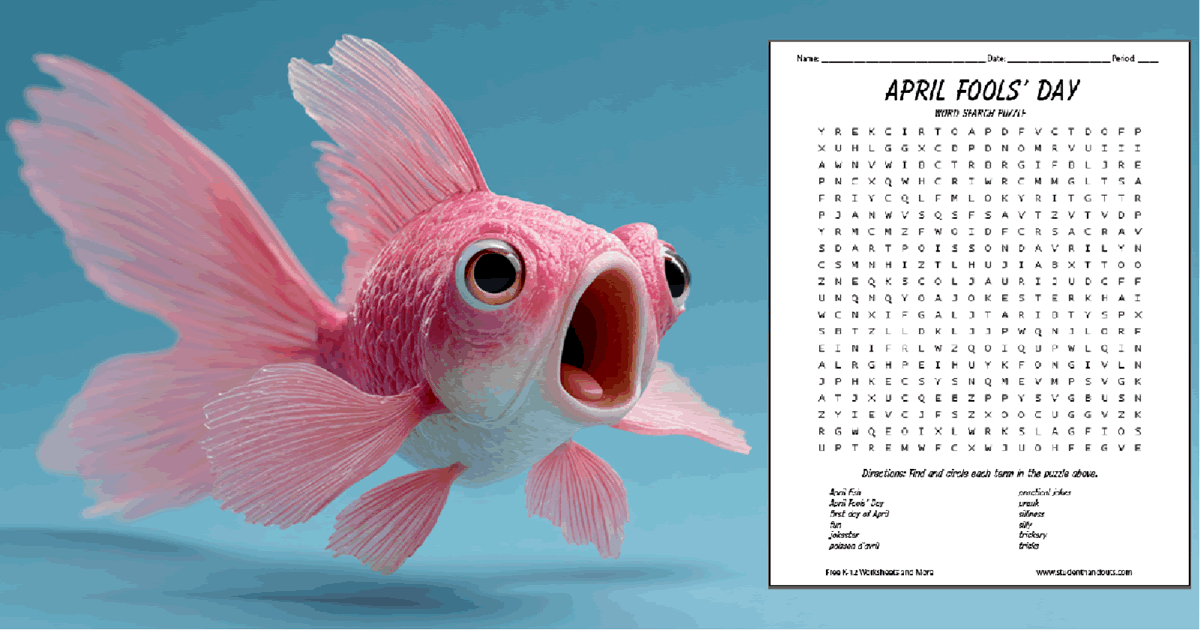 April Fools' Day Word Search Puzzle | Student Handouts