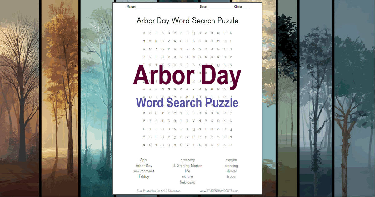 Arbor Day Word Search Puzzle | Student Handouts