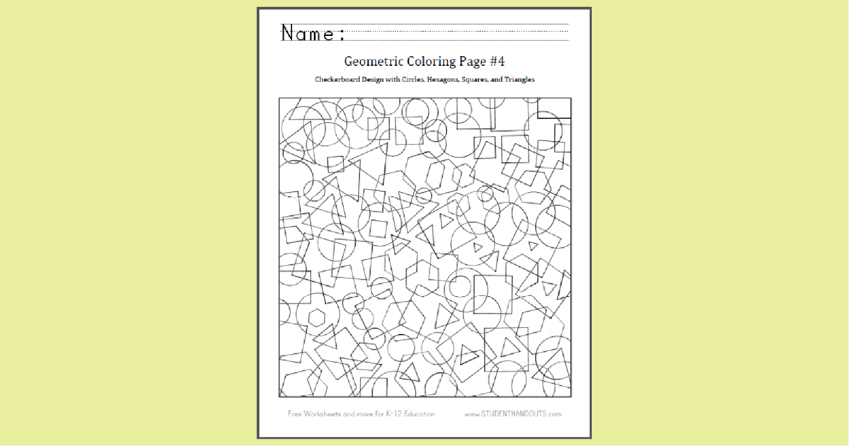 Checkerboard Shapes Coloring Page | Student Handouts