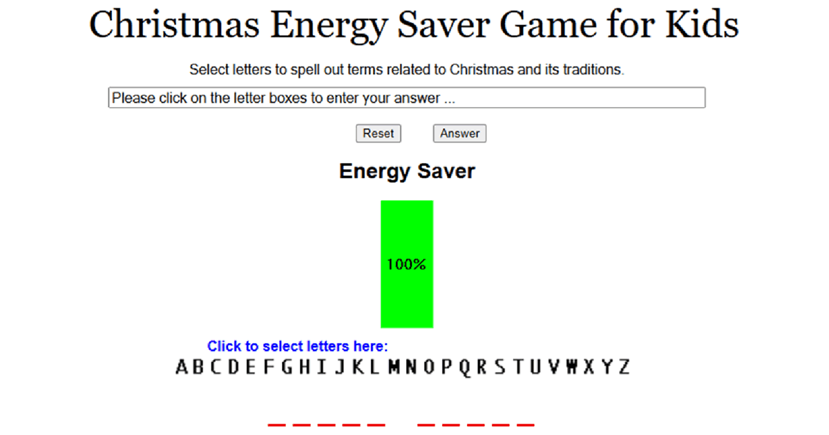 Christmas Energy Saver Interactive Game | Student Handouts