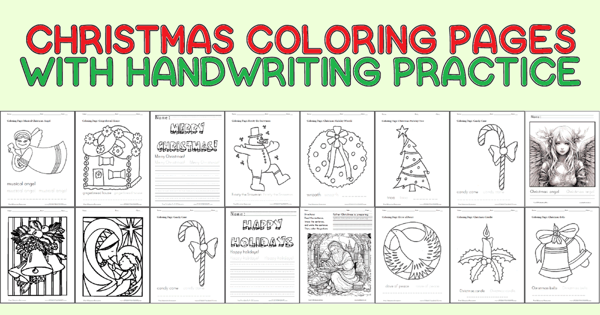 Christmas Coloring Pages with Handwriting Practice | Student Handouts