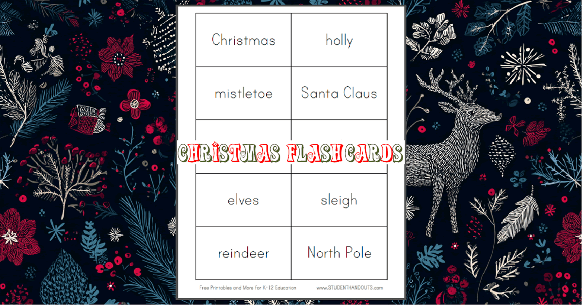 Christmas Vocabulary Terms Printable Flashcards | Student Handouts