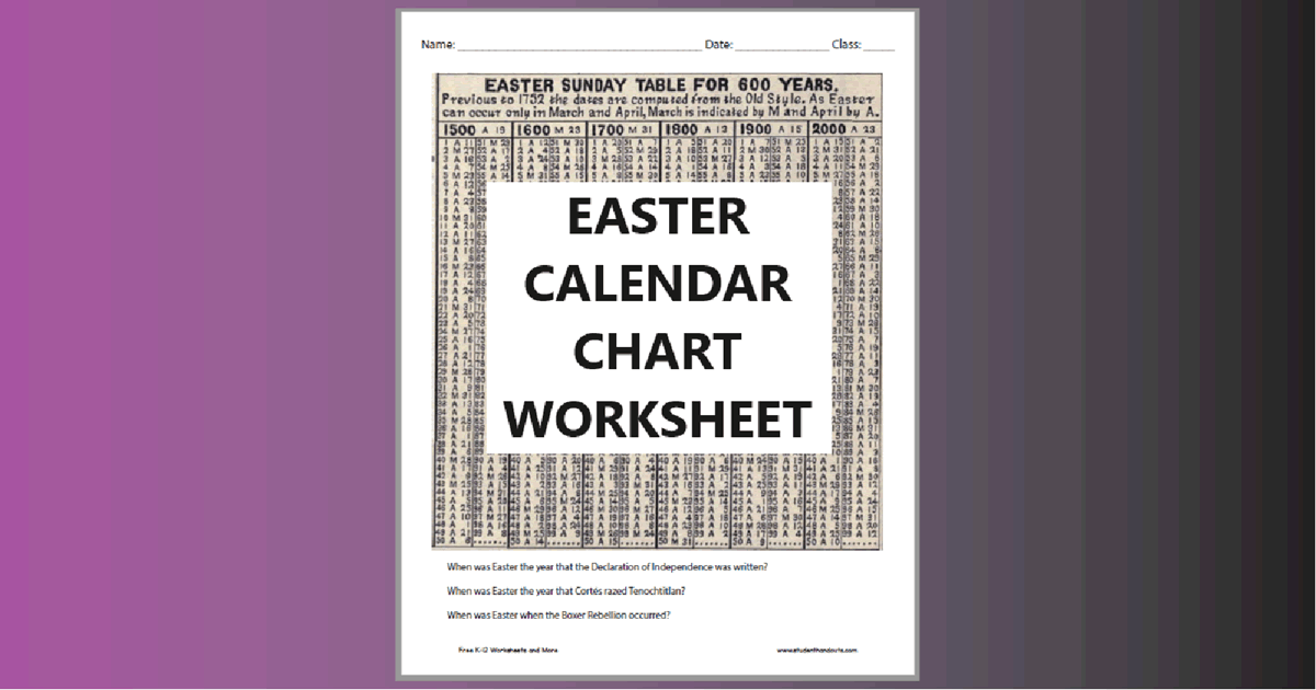Easter Calendar Dates History Worksheet | Student Handouts