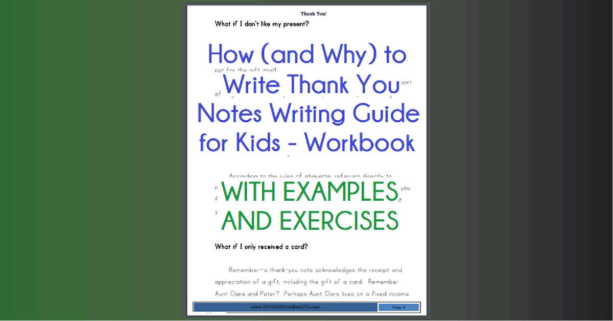 How and Why to Write Thank You Notes Writing Guide for Kids Workbook ...