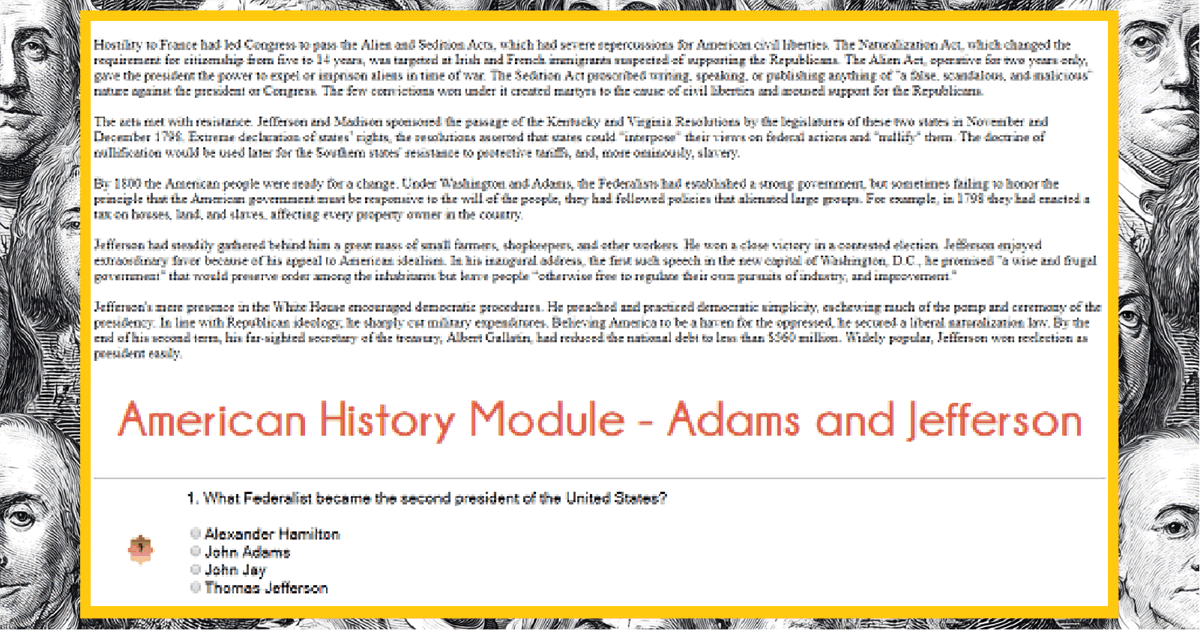 Adams and Jefferson Interactive Module | Student Handouts