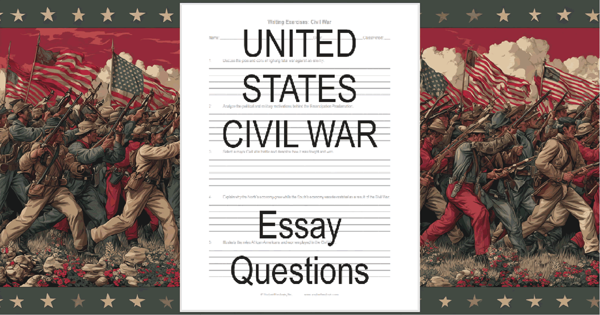 U.S. Civil War Writing Exercises Worksheet | Student Handouts