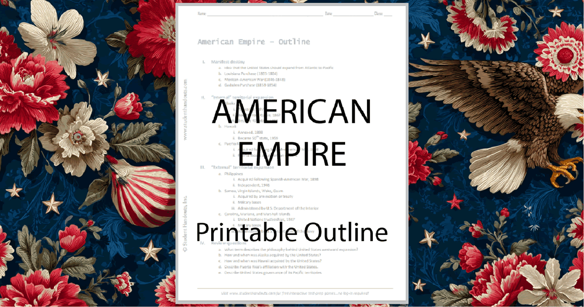 United States Imperialism Printable Outline | Student Handouts