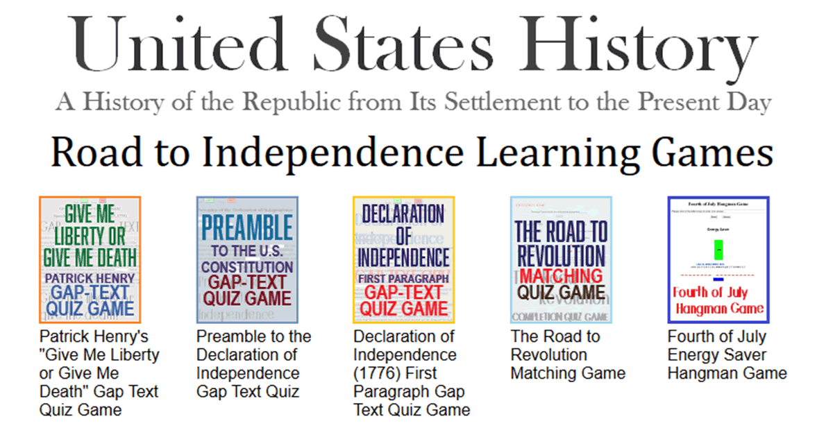 Road to Independence U.S. History Learning Games | Student Handouts