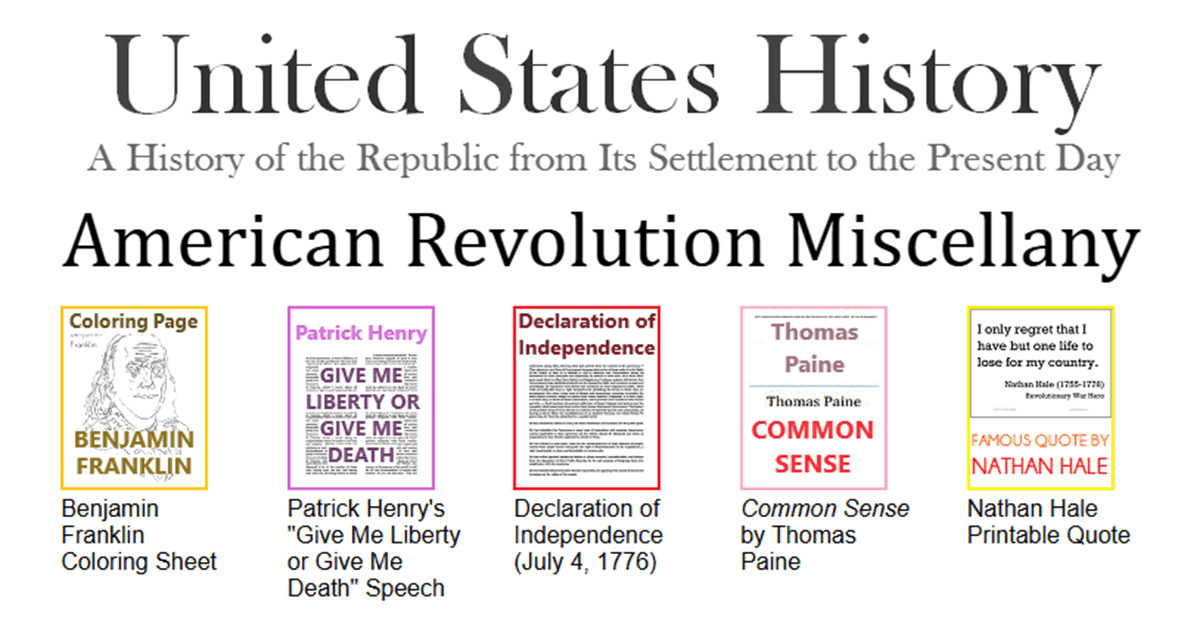 Unit III: American Revolution Miscellany | Student Handouts