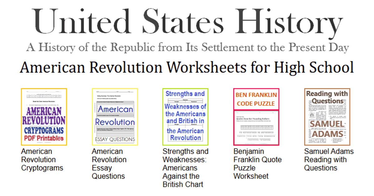 American Revolution Worksheets for High School | Student Handouts